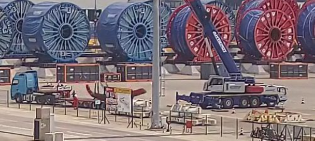 High potential dropped object - cradle falls from trailer