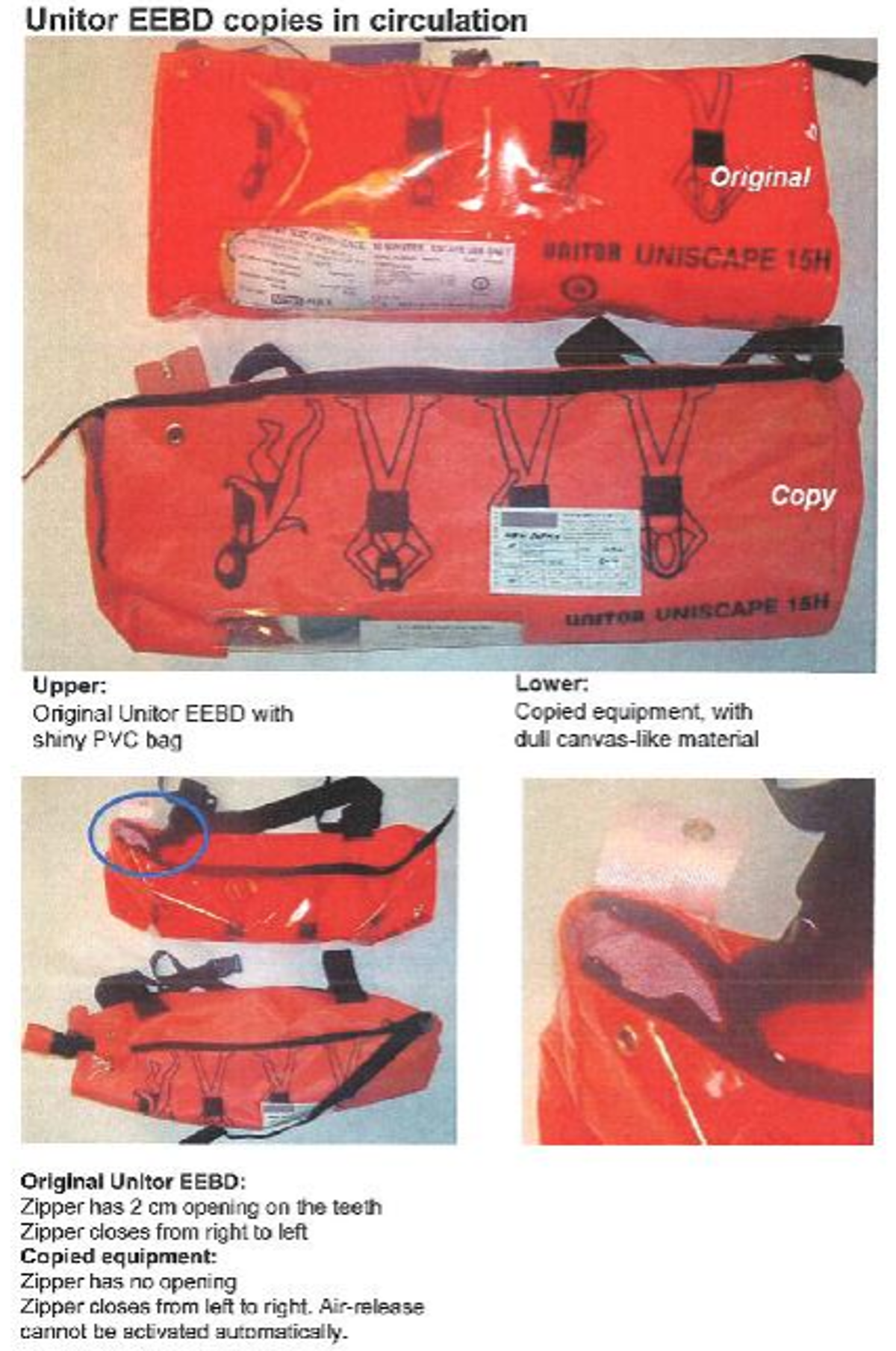 Fake emergency escape breathing device (EEBD) sets